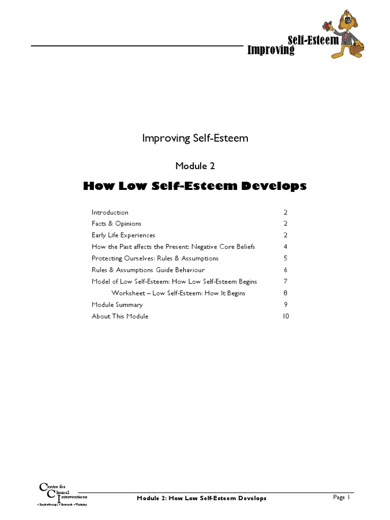 Improving Self-Esteem Module 2 of 9 | PDF | Self Esteem | Cognitive Behavioral Therapy