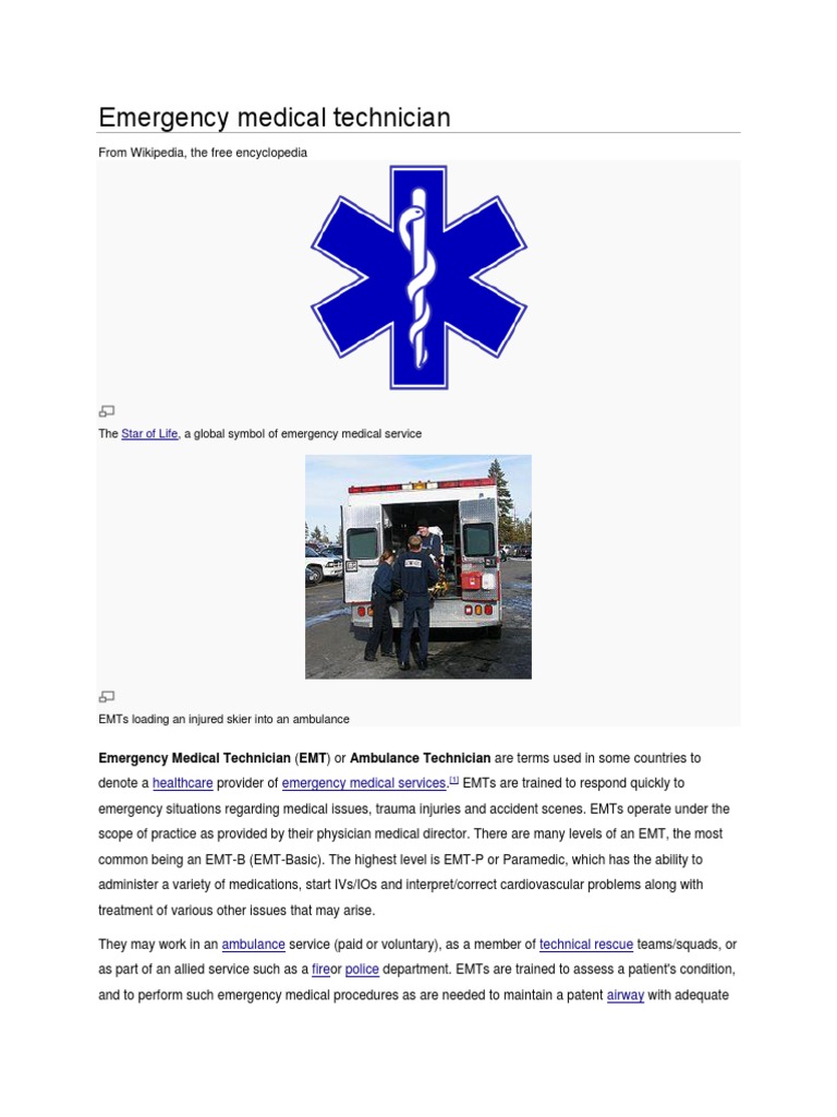 Overview of Emergency Medical Technicians | PDF | Emergency Medical ...