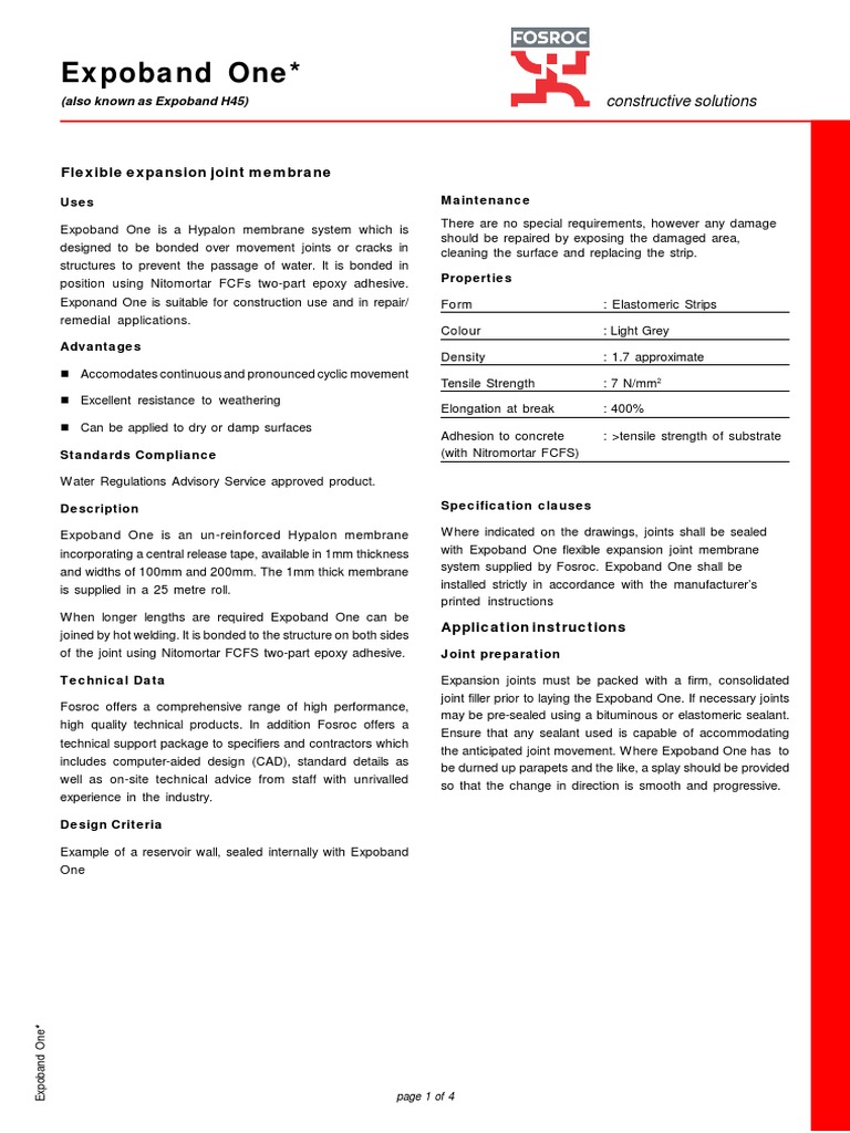 Expoband One : Flexible Expansion Joint Membrane | PDF | Home & Garden ...