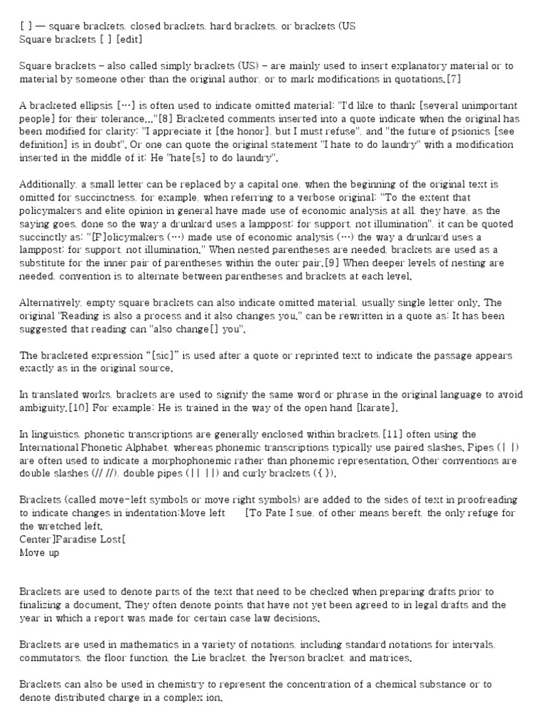 Square Brackets | PDF | Bracket | Quotation Mark