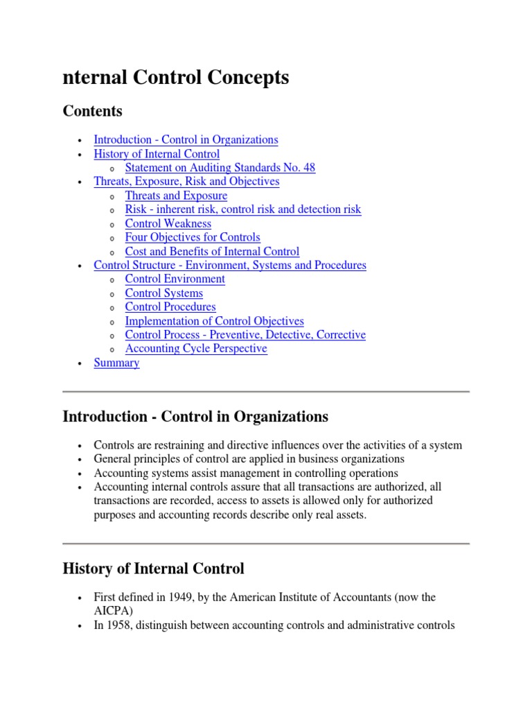 Internal Control Concepts | PDF | Accounting | Audit