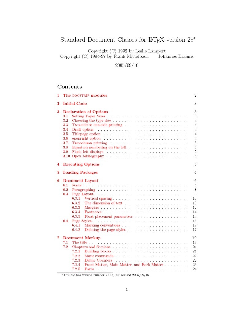 Standard Document Classes For LATEX PDF | PDF | Books | Page Layout
