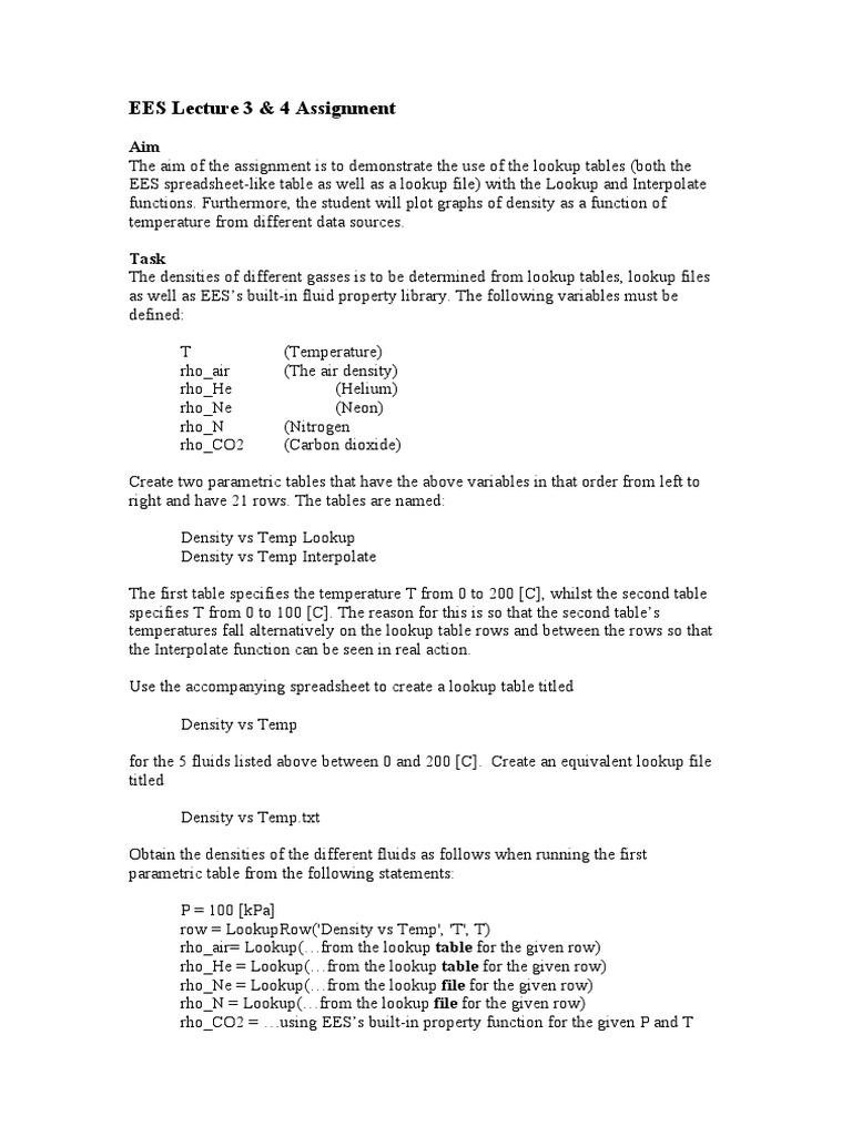 EES Lecture 3 and 4 Assignment | PDF | Table (Database) | Density