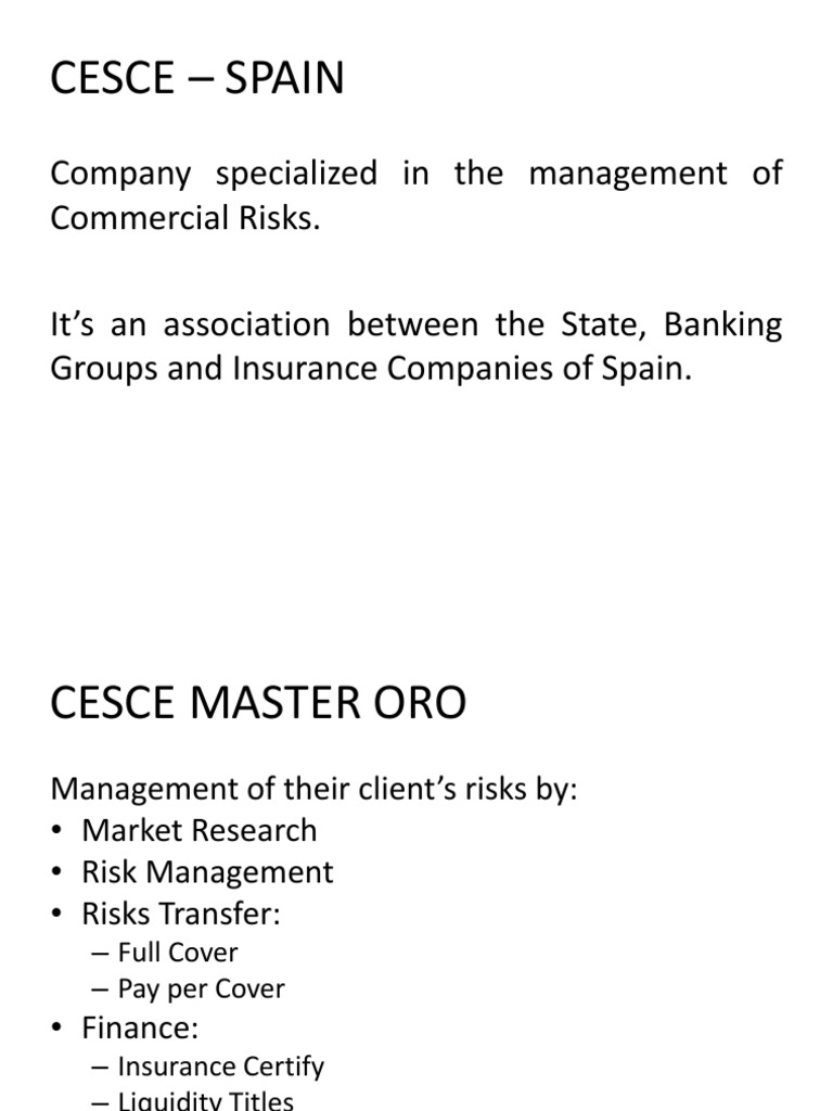 CESCE | PDF | Credit (Finance) | Insurance