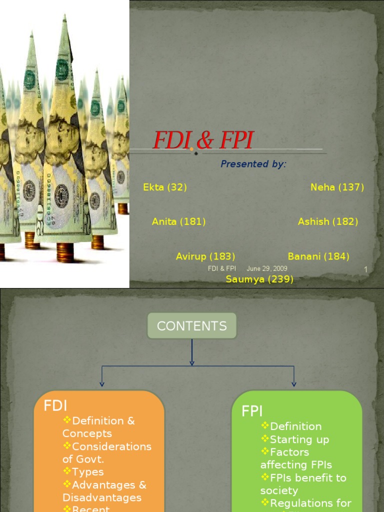Fdi & Fpi | PDF | Foreign Direct Investment | Investing