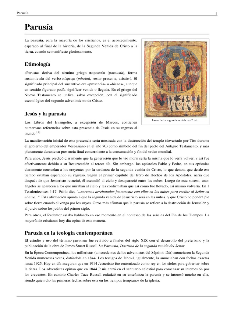 Parusía | PDF | Religiones religiosas | Jesús