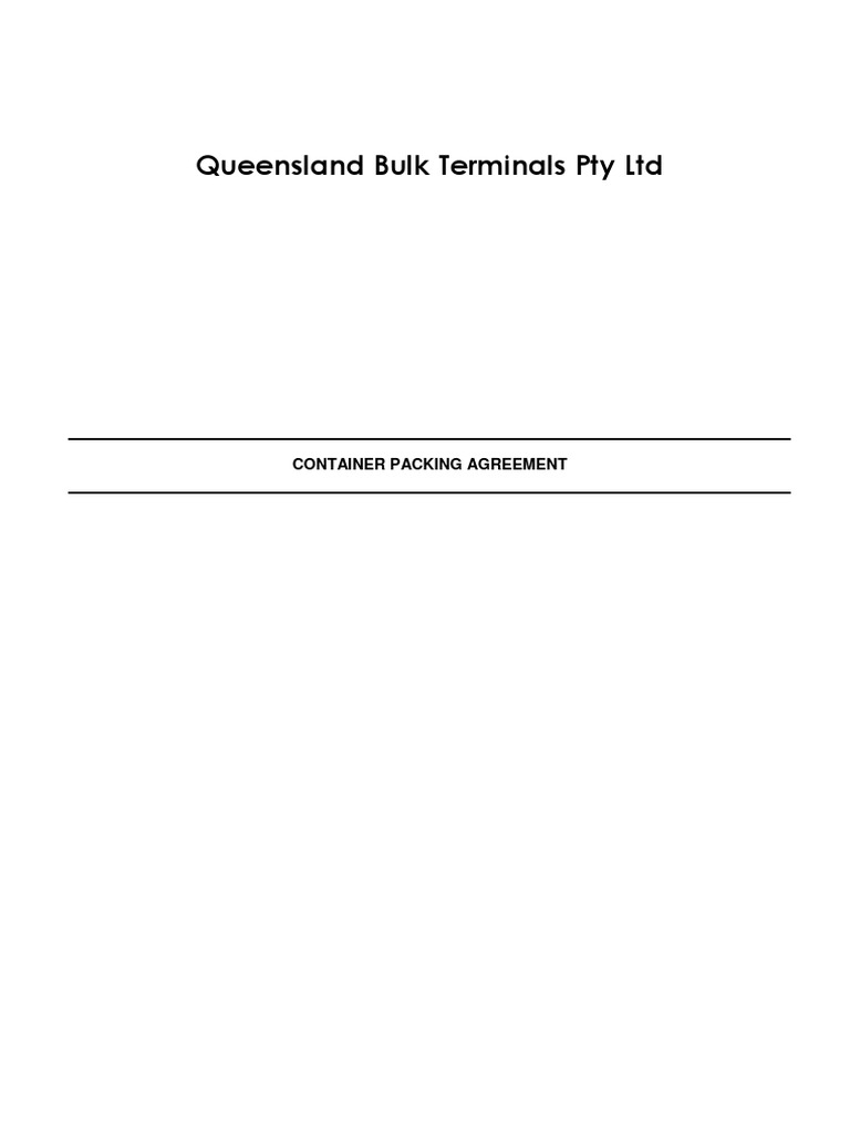 QBT Container Packing Agreement Master | PDF | Treaty | Invoice