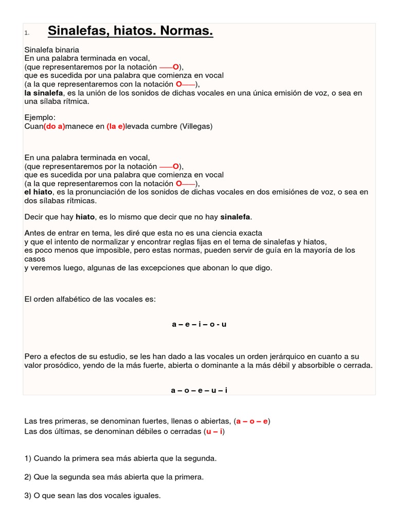 Sinalefa Hiato | PDF | Sílaba | Vocal