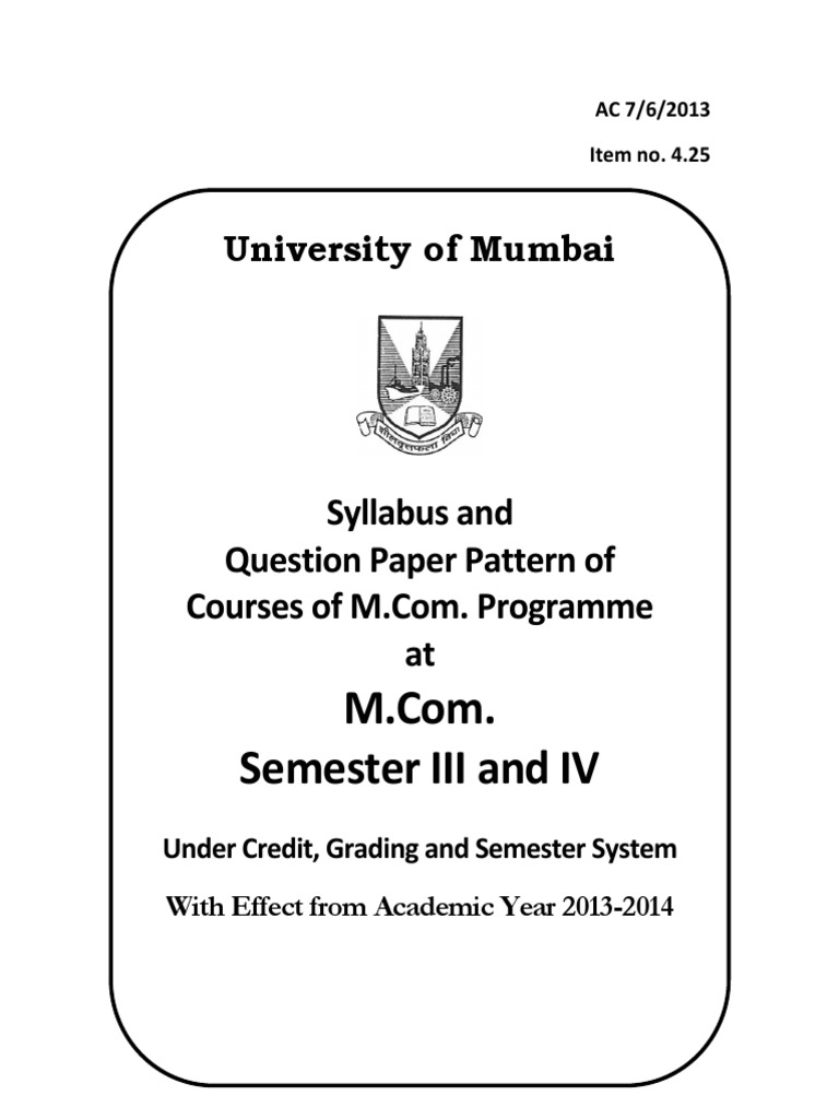 MCom syllabus and exam pattern | PDF | Capital Budgeting | Taxes