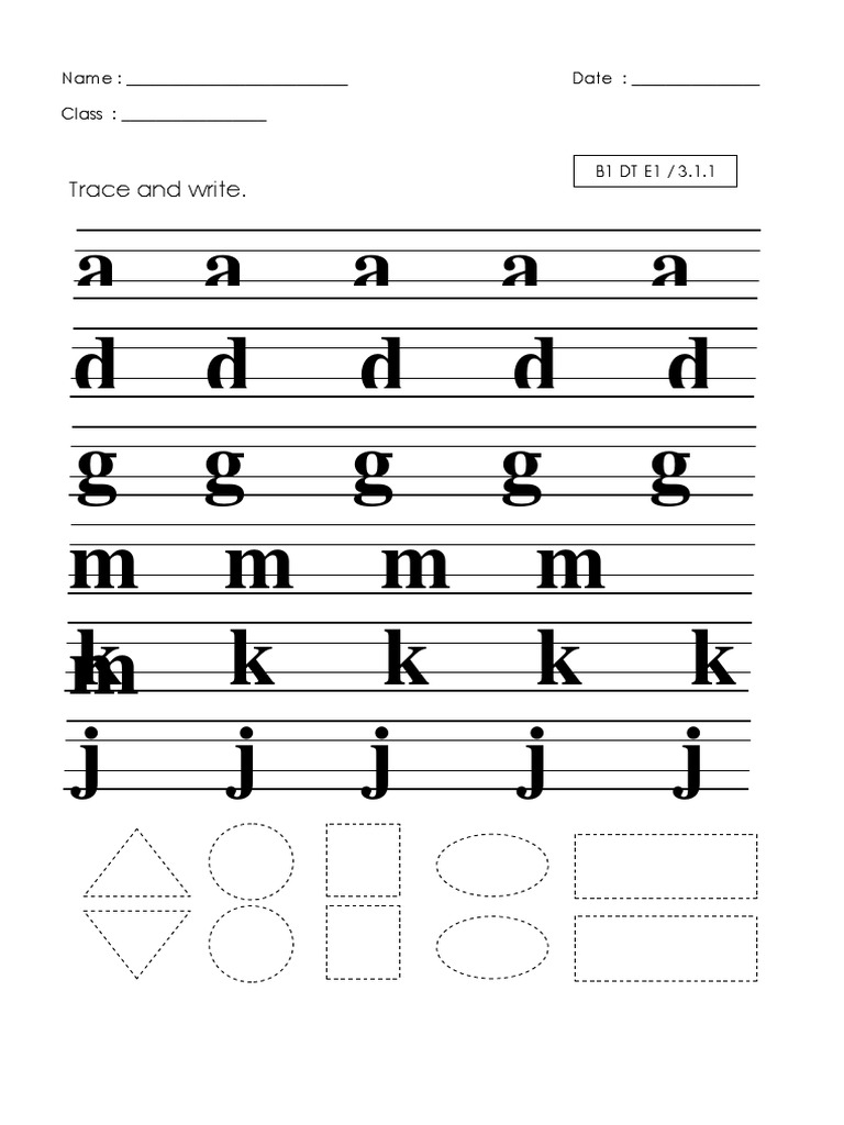 Trace and Write Practice Sheet | PDF