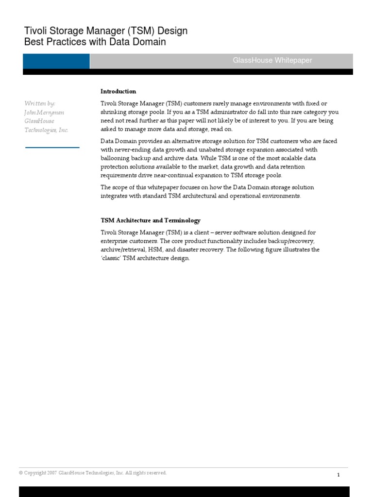 GlassHouse TSM DataDomain Whitepaper | PDF | Backup | File System