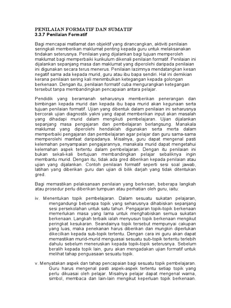 Penilaian Formatif Dan Sumatif | PDF