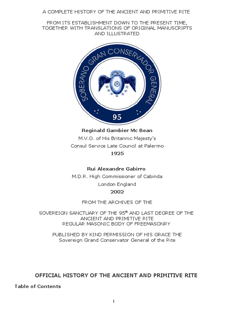 History of the Ancient and Primitive Rite | PDF | Freemasonry | Masonic ...