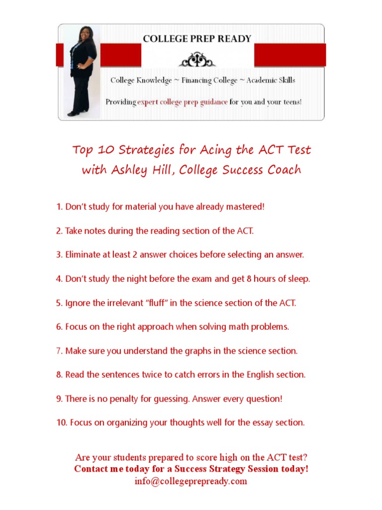Top 10 ACT Test Success Strategies | PDF