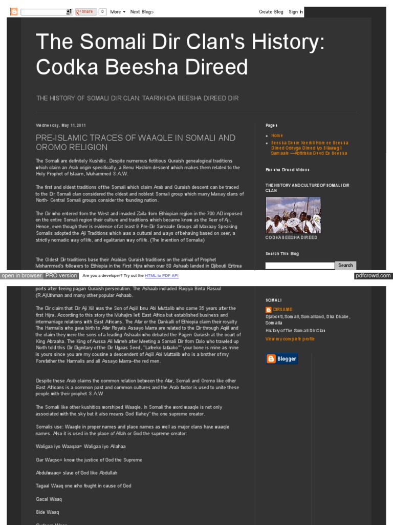 Pre-Islamic Waaq Beliefs in Somali Culture | PDF | Satan | Ethiopia