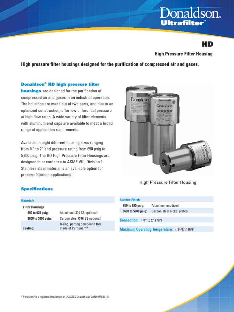 Donaldson High Pressure Air Filters | PDF