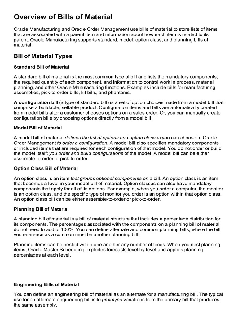 Oracle - Overview of BOM | PDF | Information Technology Management ...