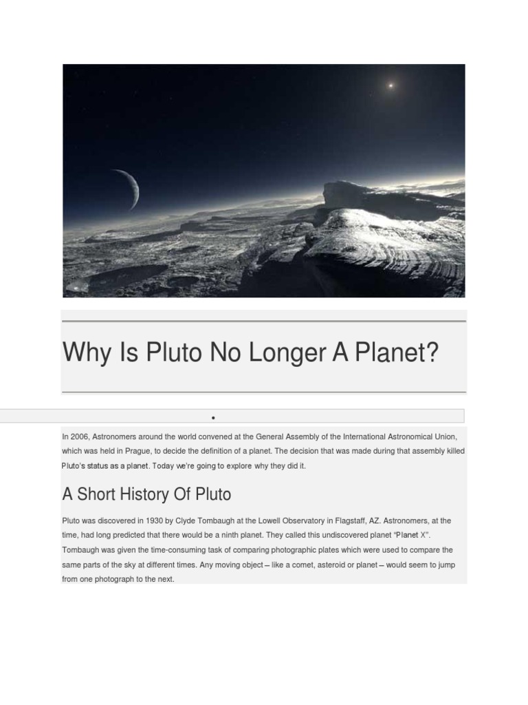 Why Is Pluto No Longer A Planet? | PDF | Pluto | Planets