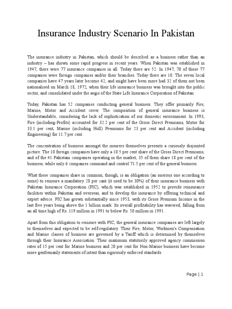 Pakistan Insurance Industry Overview | PDF | Insurance | Risk Management