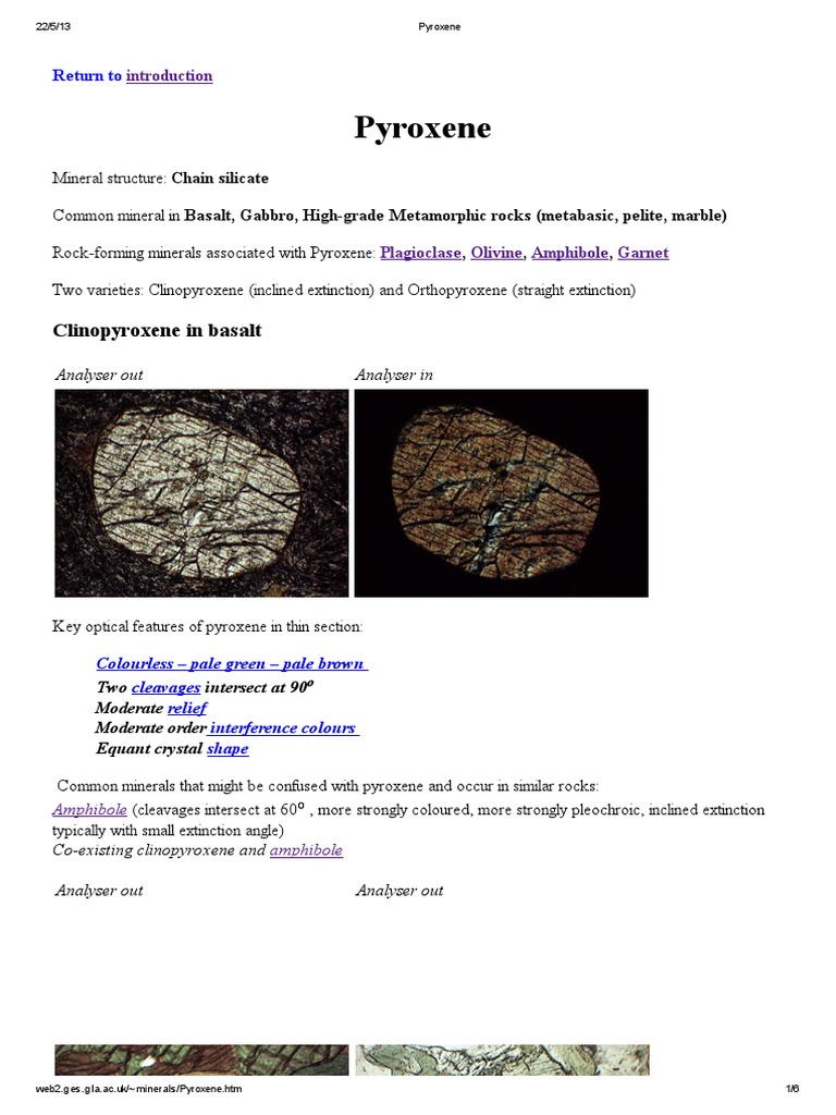 Pyroxene: Clinopyroxene in Basalt | Download Free PDF | Minerals ...