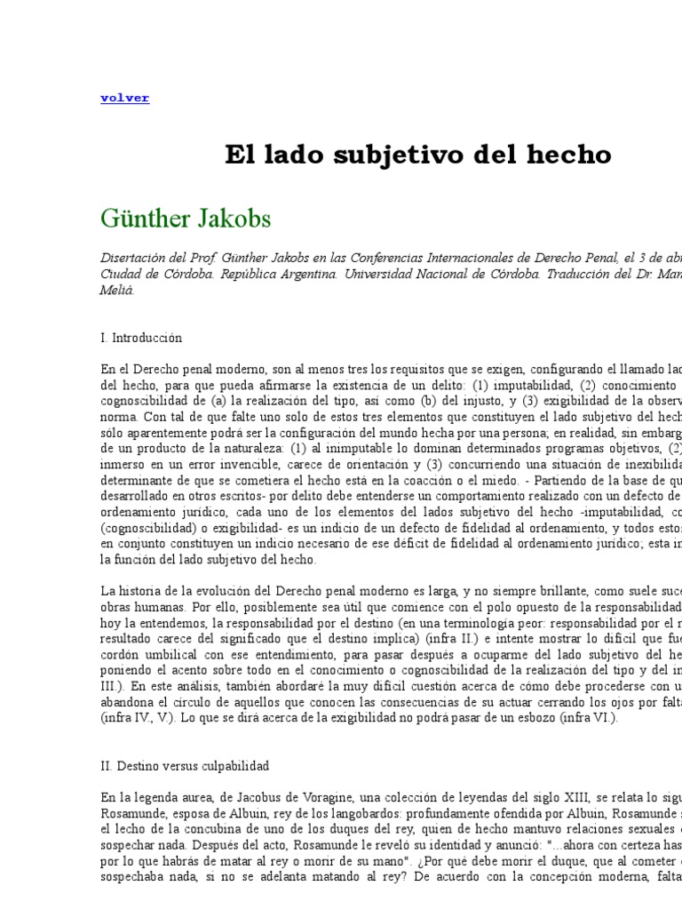 Gunther Jacobs | Descargar gratis PDF | Derecho penal | Intención ...