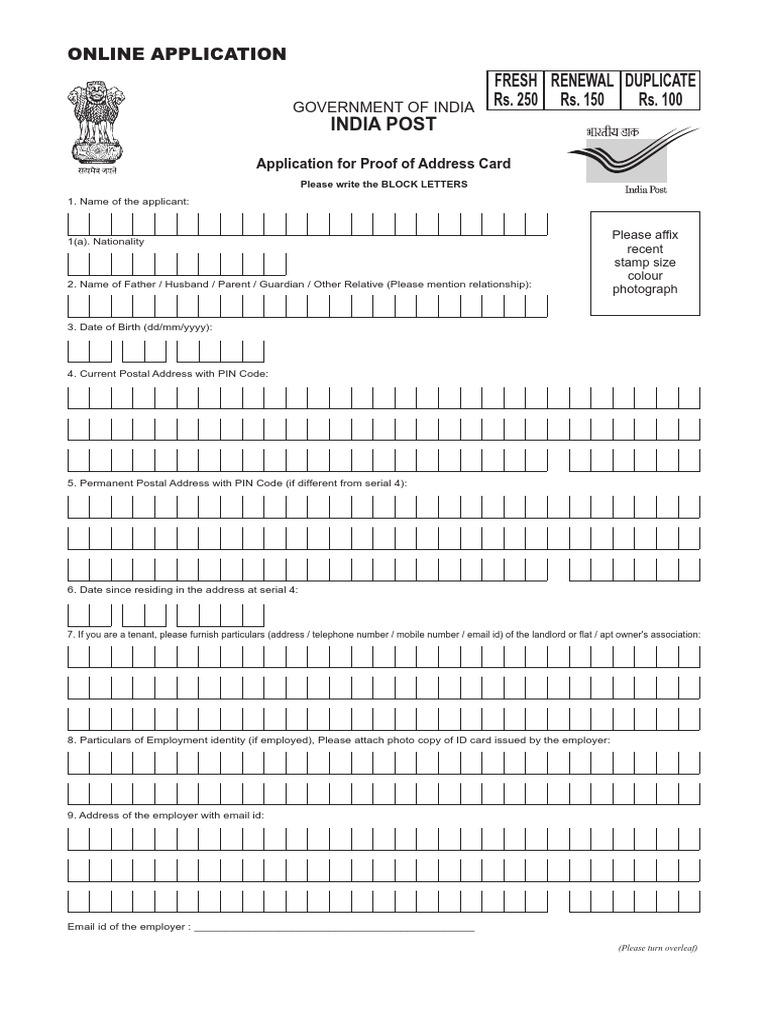 Fresh Rs. 250 Duplicate Rs. 100 Renewal Rs. 150 Online Application ...