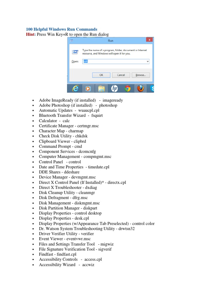 100 Helpful Windows Run Commands | PDF | Internet Explorer | Microsoft ...