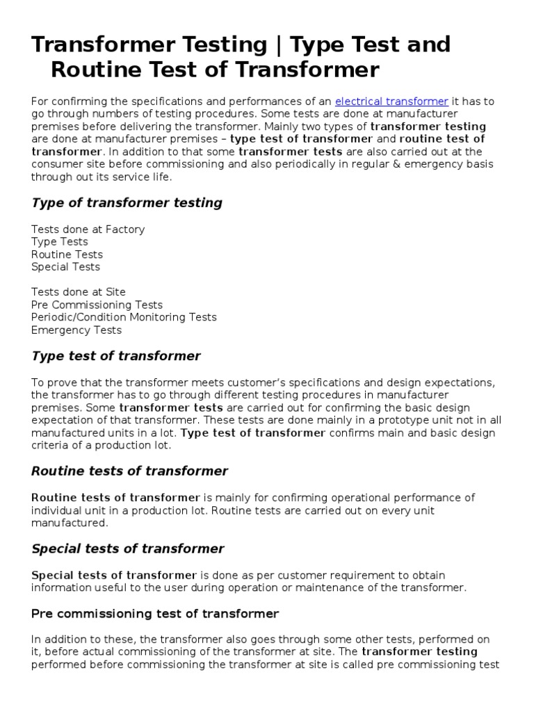 transformer-testing-type-test-and-routine-test-of-transformer-pdf