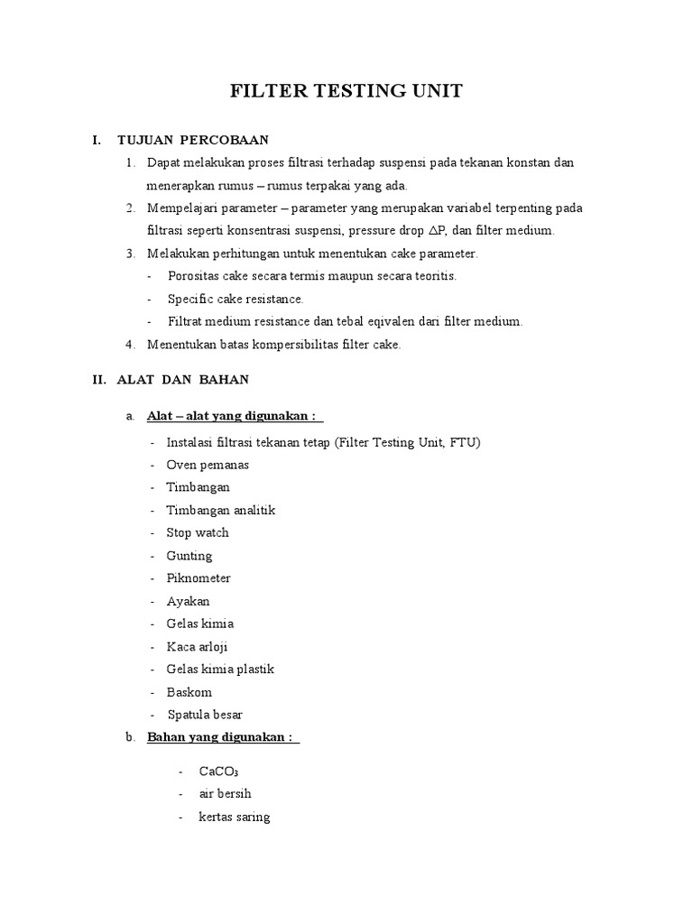 Filter Testing Unit | PDF