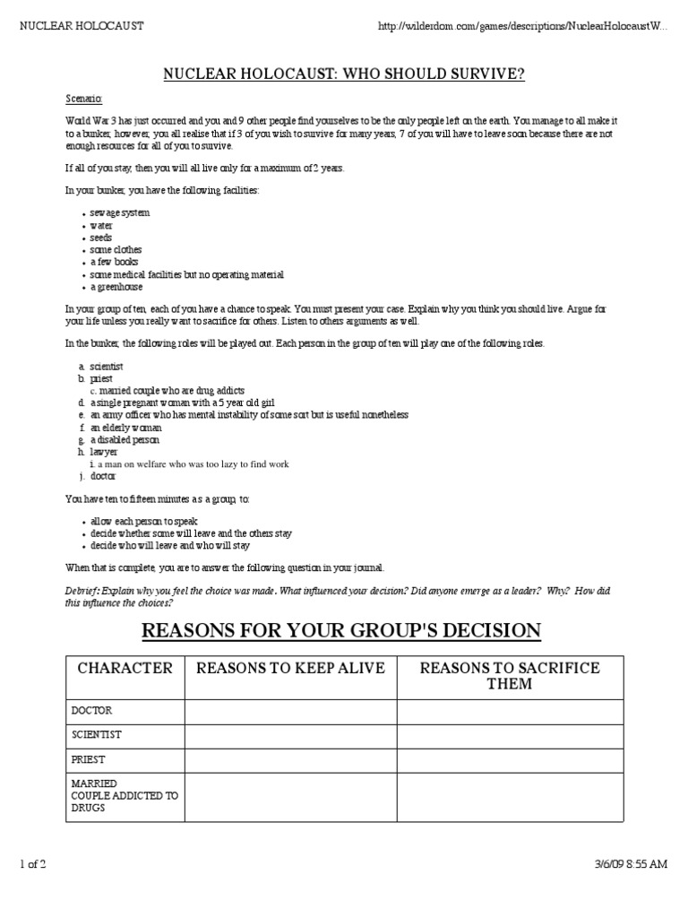 Classroom Survival Activity Simulation | PDF | Survival Skills | Oregon ...