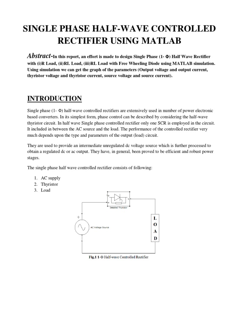 Single Phase Half Wave Controlled Rectifierpdf | PDF | Rectifier | Power Electronics