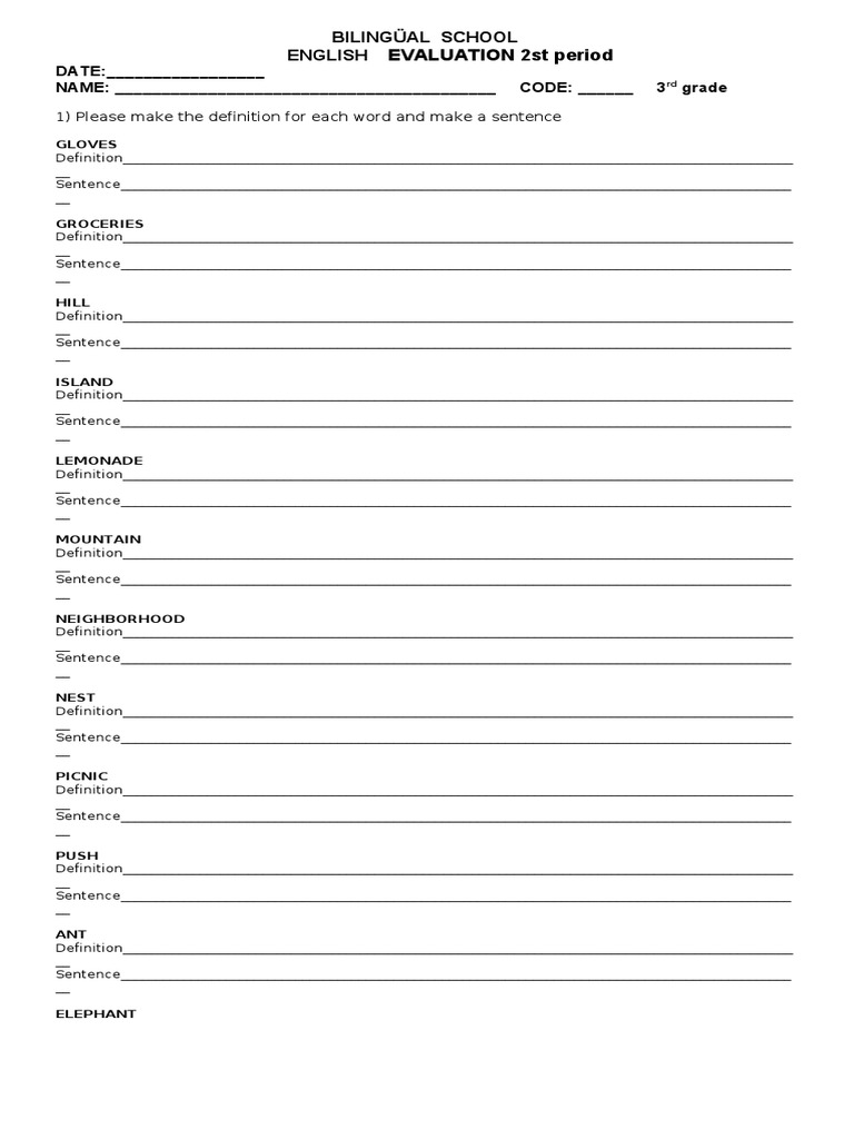 Bilingual School English Evaluation 3rd-4th Grade | PDF | Career ...