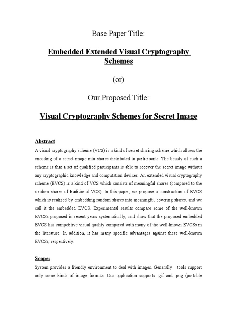 Embedded Extended Visual Cryptography Schemes | PDF | Cryptography ...