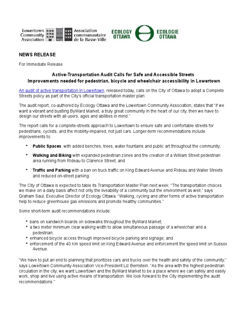 Press Release - Ecology Ottawa & The Lowertown Community Association ...
