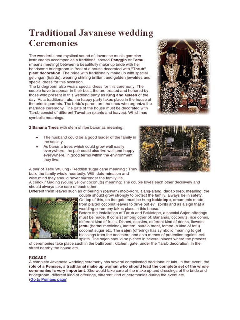 Traditional Javanese Wedding Ceremonies | PDF | Wedding | Bride