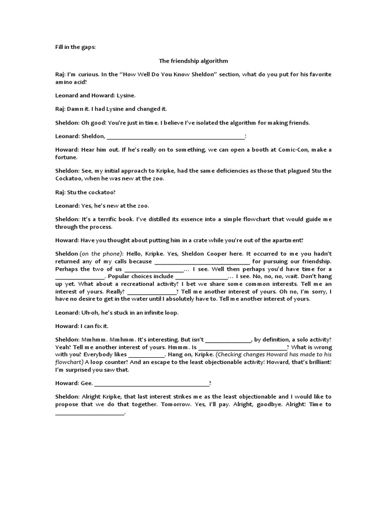 The Friendship Algorithm - Transcript | PDF | Leisure