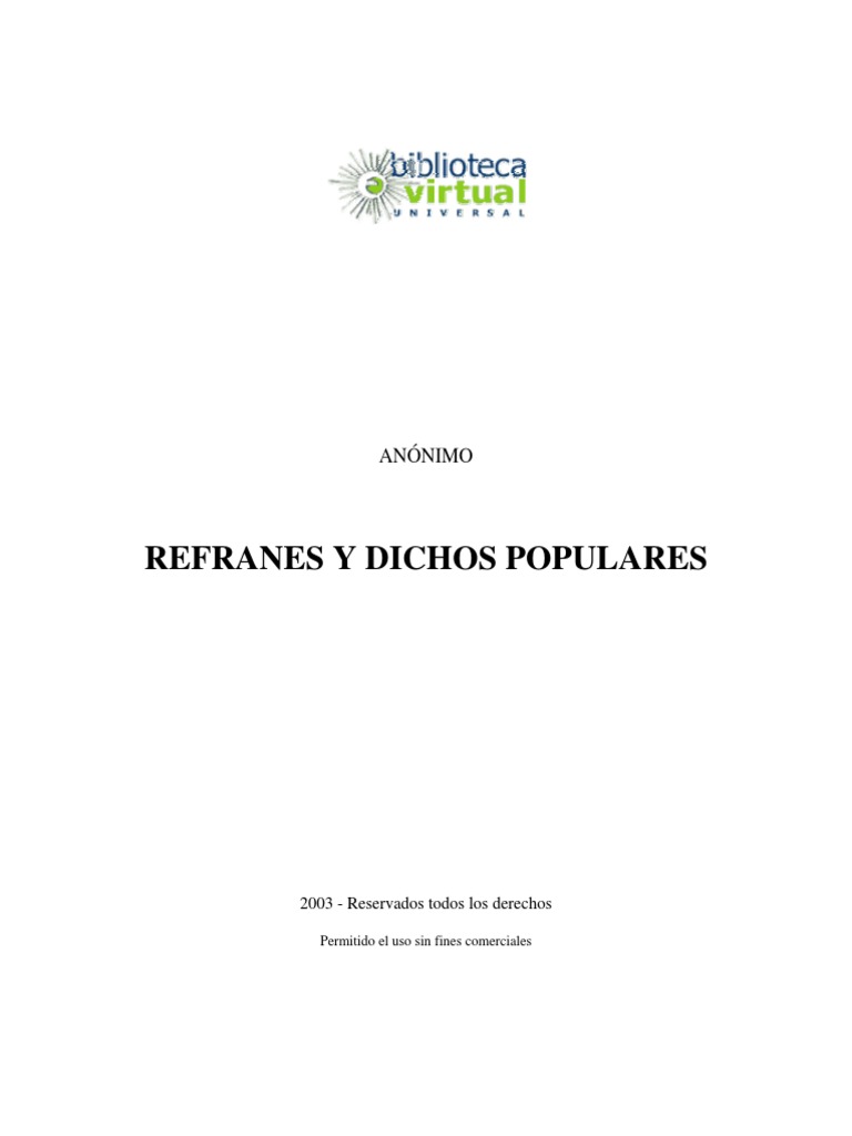 Refranes y Dichos Populares | PDF
