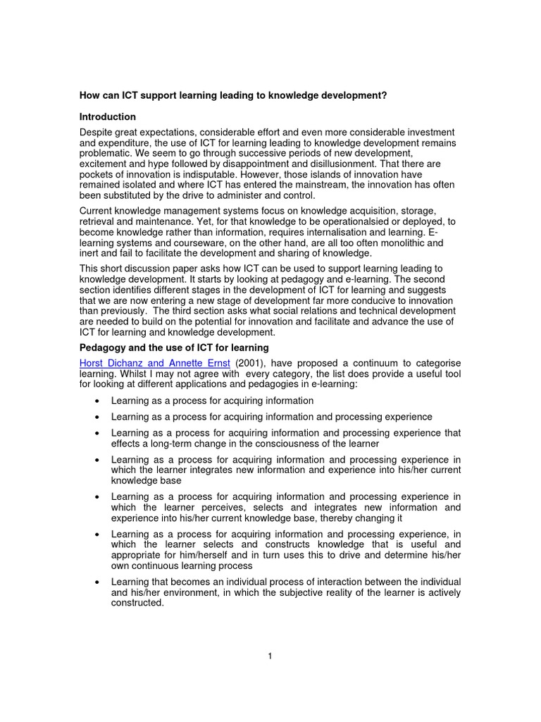 How Ict Support Learning | PDF | Educational Technology ...