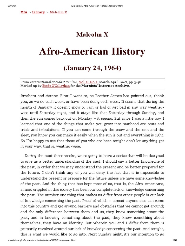 Malcolm X - Afro-American History (January 1964) | PDF | Malcolm X | Negro