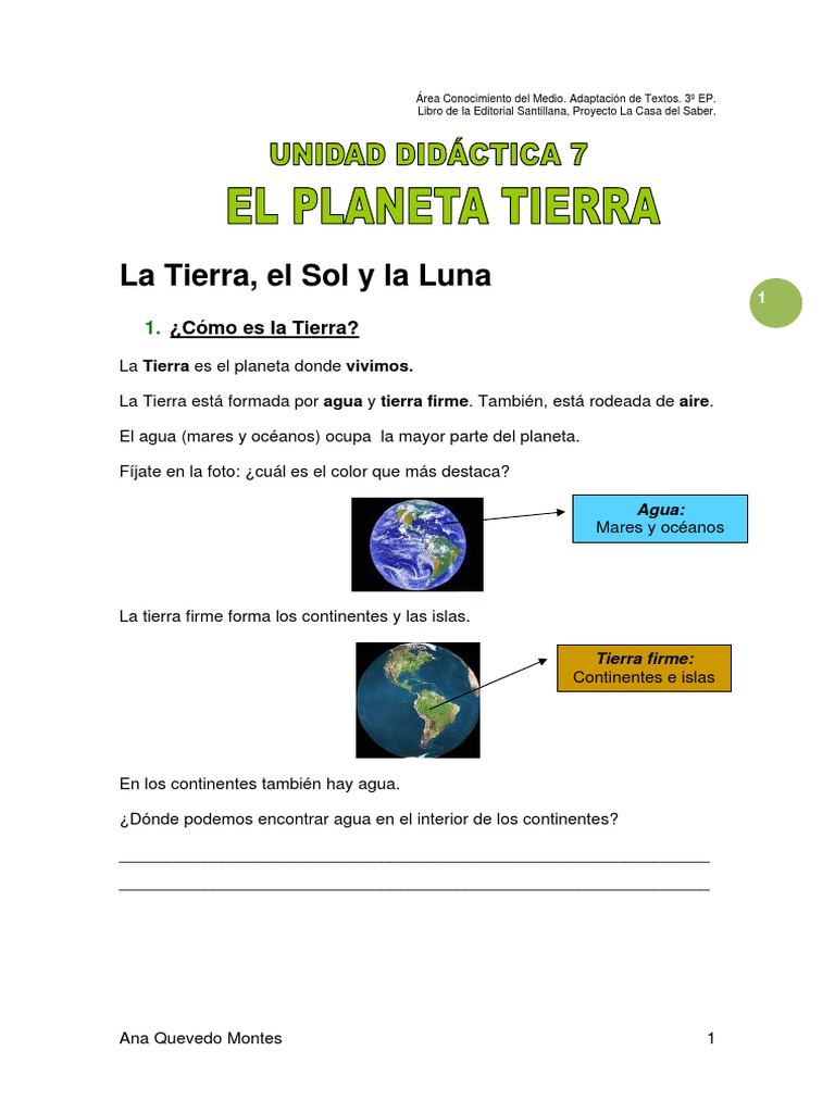 Unidad 7 Casa Del Saber Planeta Tierra | PDF | Luna | Tierra