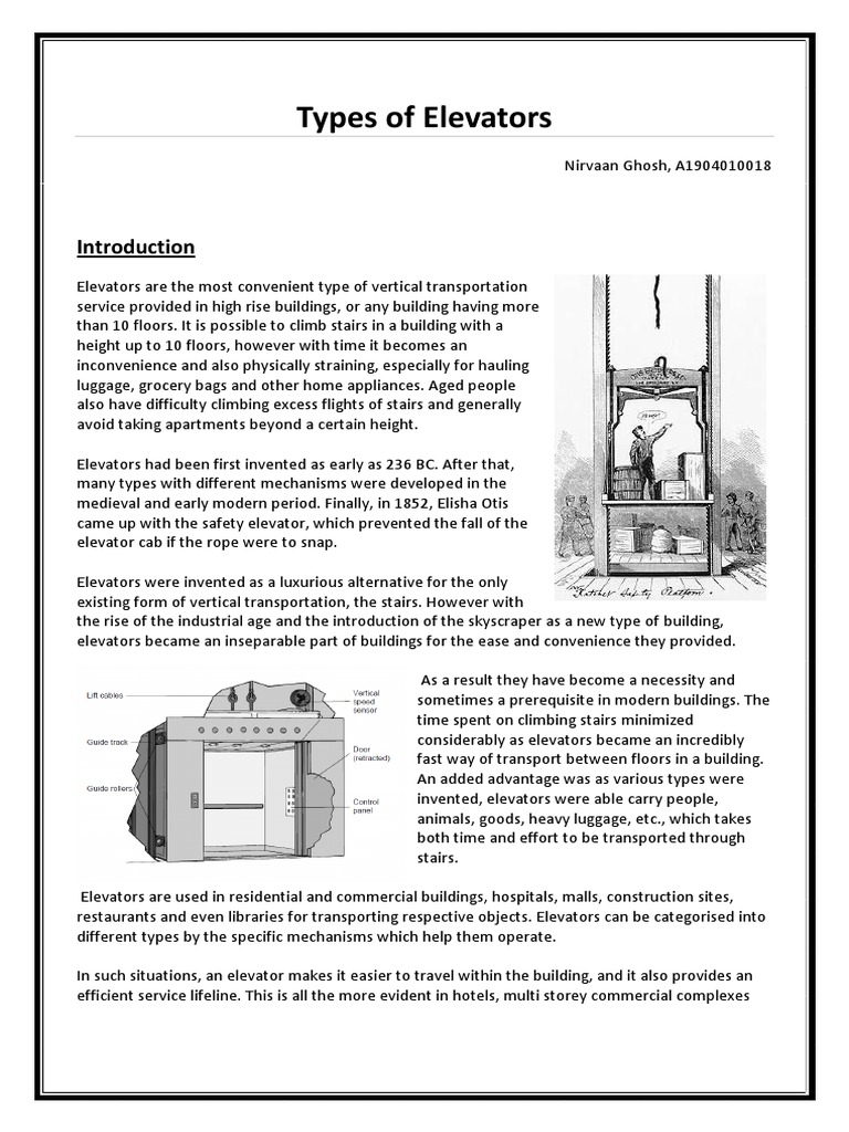 Types of Elevators | PDF | Elevator | Stairs