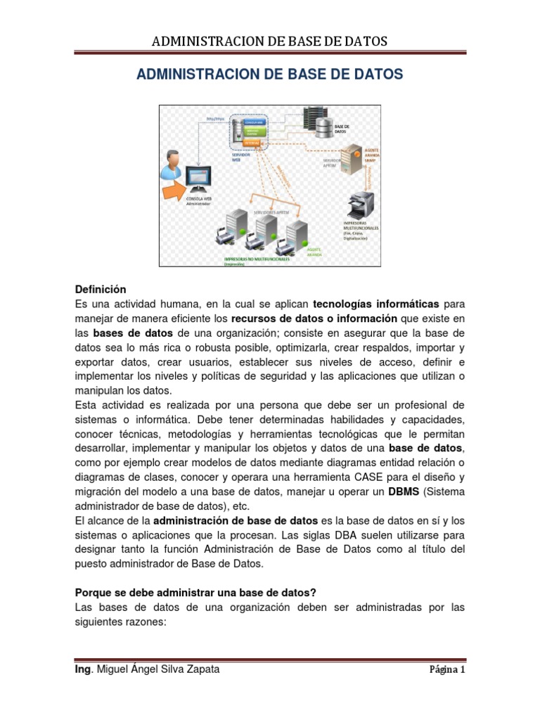 Administracion de Base de Datos | PDF | Bases de datos | Sistema operativo