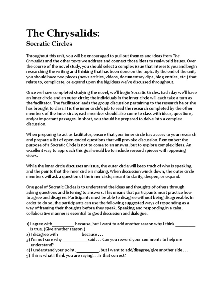 Socratic Circles in The Chrysalids | PDF | Communication | Cognition