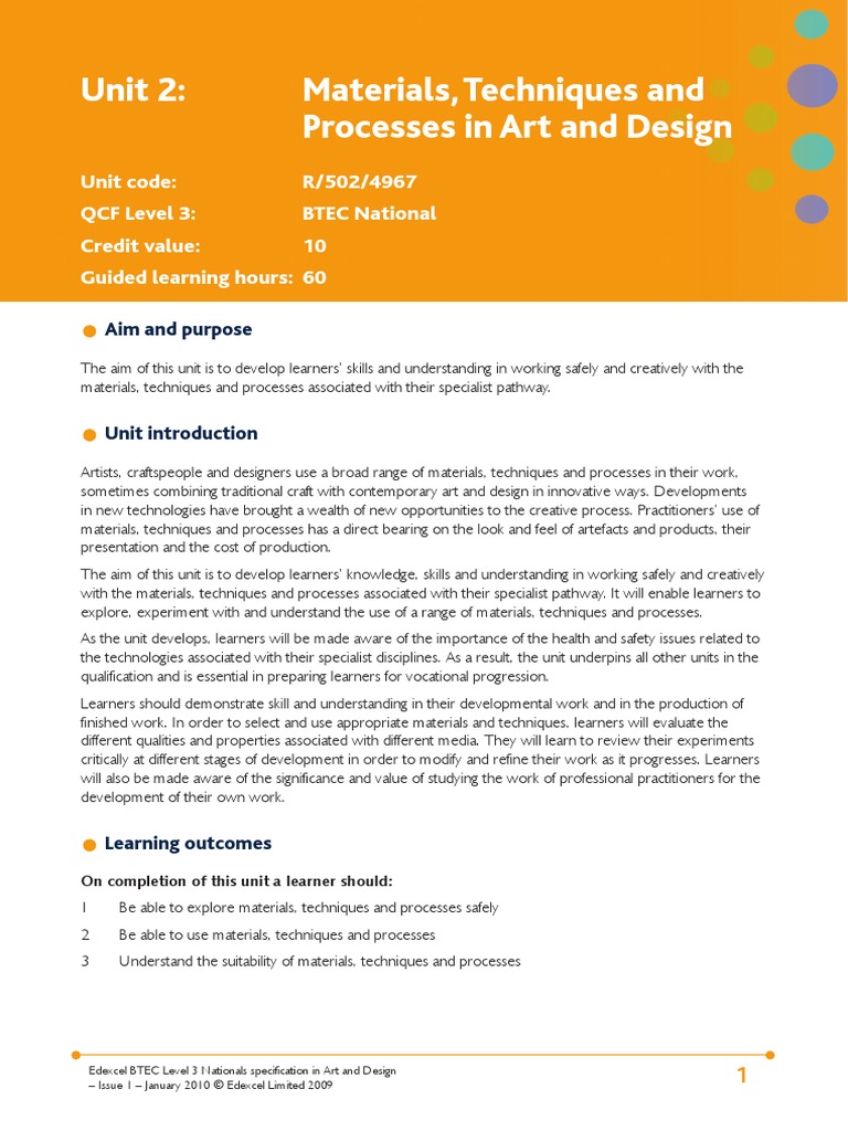 Unit 2 Materials Techniques and Processes in Art and Design | PDF ...