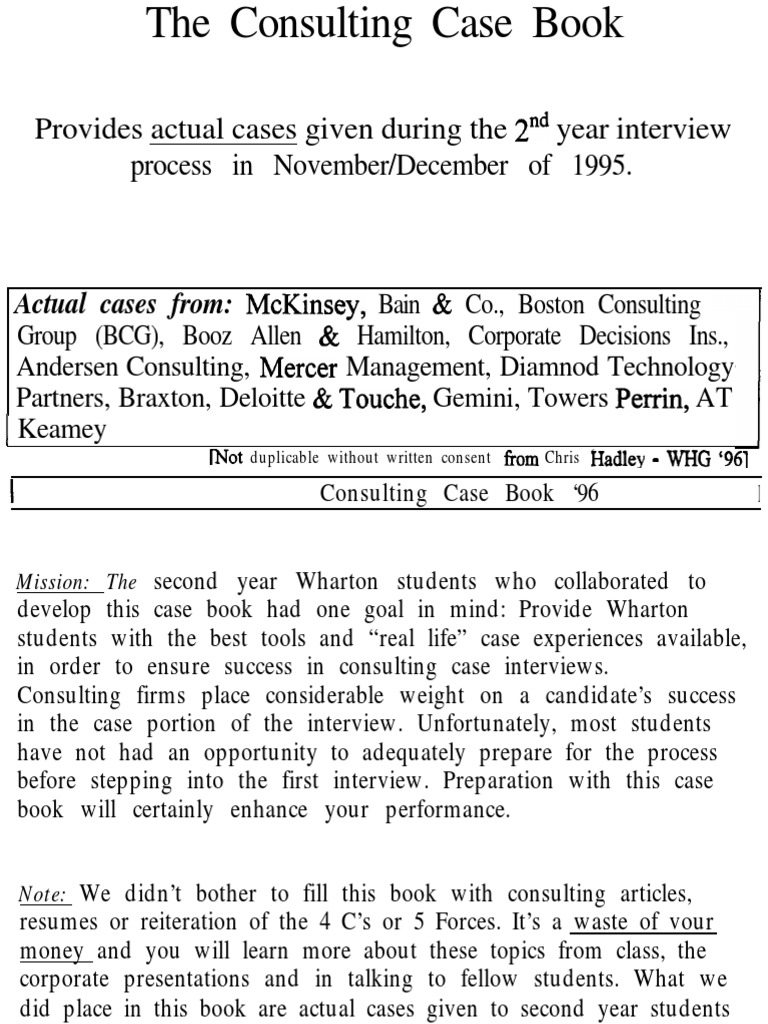 Wharton Case Book 96 | PDF