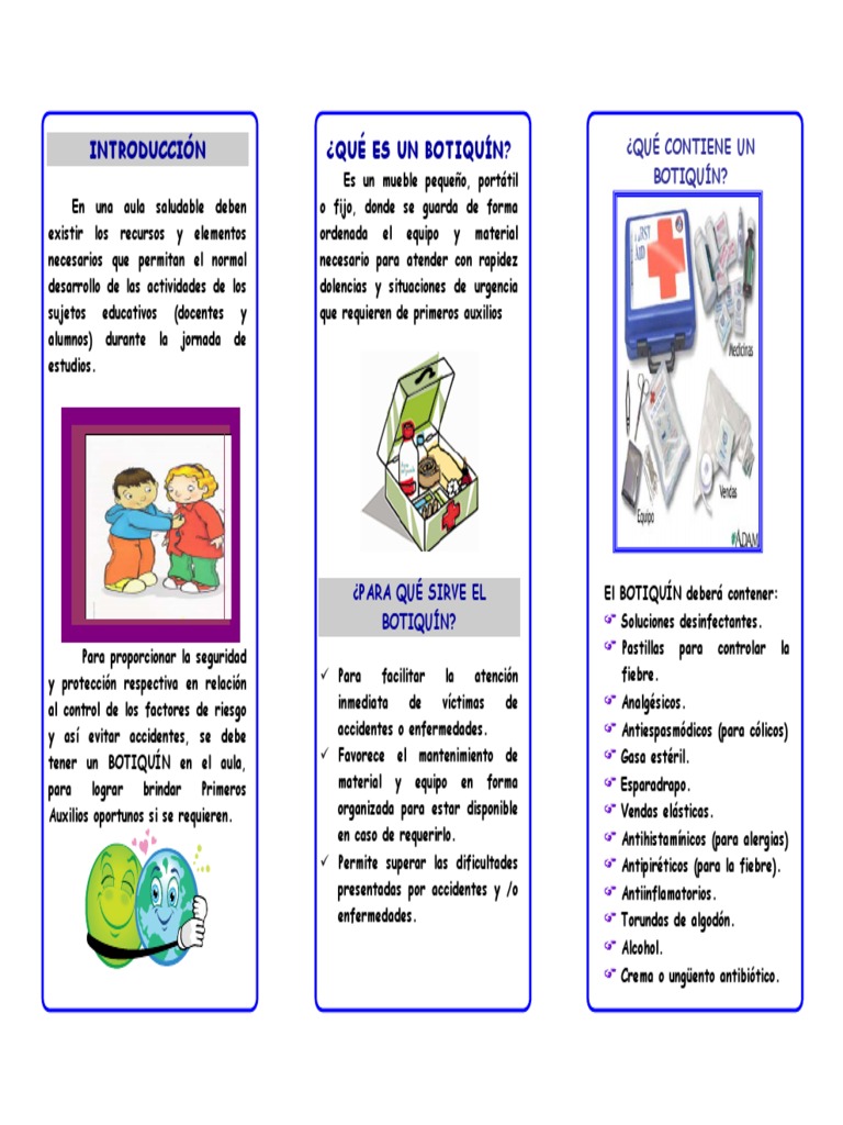 50605912 Triptico Botiquin Escolar Feria Upao Educacion | Primeros ...