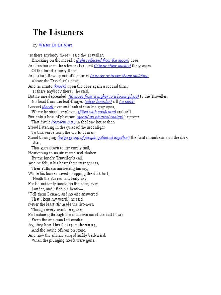 The Listeners Poem | PDF | Poetry | Classics