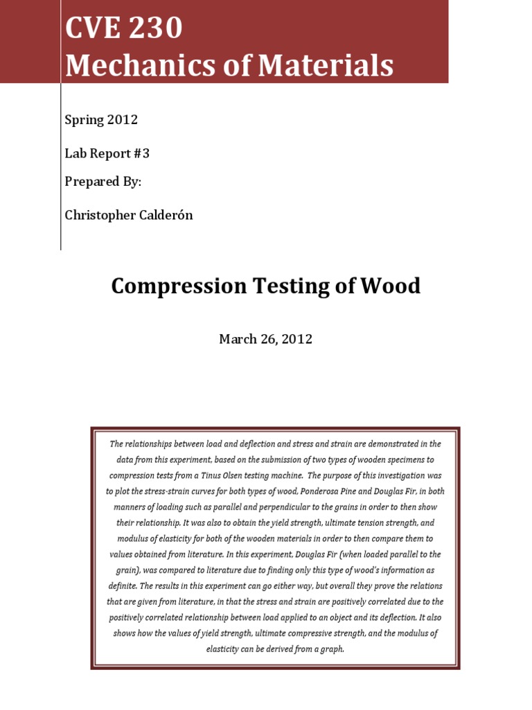 Wood Compression Test Analysis | PDF | Strength Of Materials ...