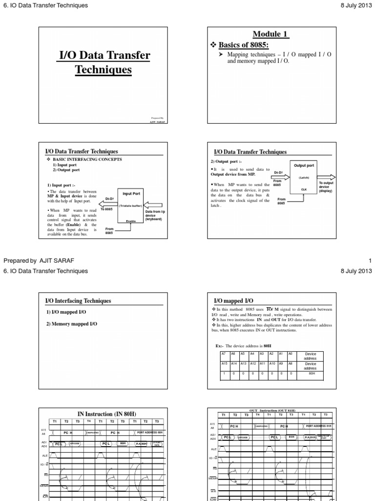 IO Data Transfer Techniques | PDF | Input/Output | Computer Architecture