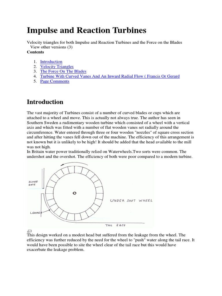 Impulse and Reaction Turbines | PDF | Turbine | Jet Engine